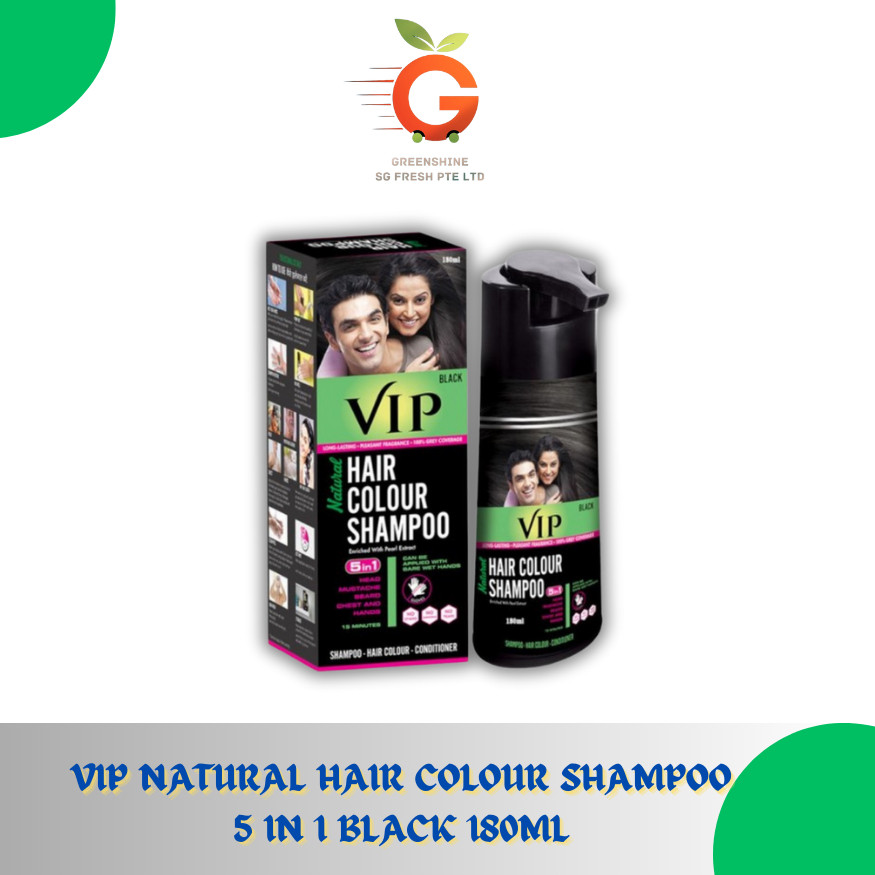 [GreenshineSG]VIP NATURAL HAIR COLOUR SHAMPOO 5 IN 1 BLACK 180ML ...