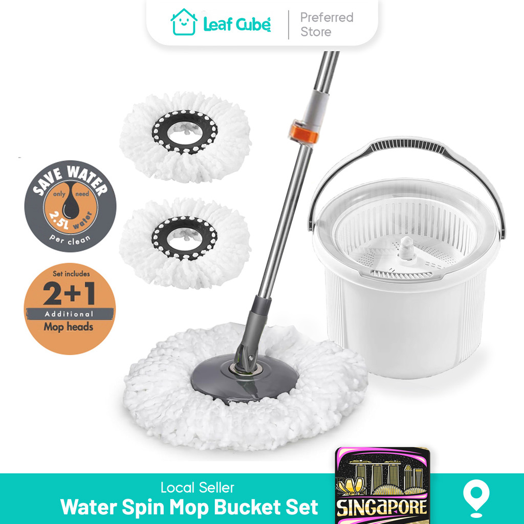 LeafCube Clean Water Spin Mop And Bucket Set Rotating Twist Spinning ...
