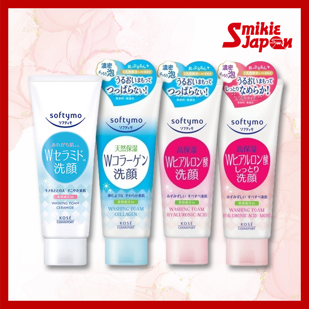 KOSE Softymo Facial Wash Foam with Hyaluronic Acid/Moisturizing/Ceramide and Collagen 150g ...