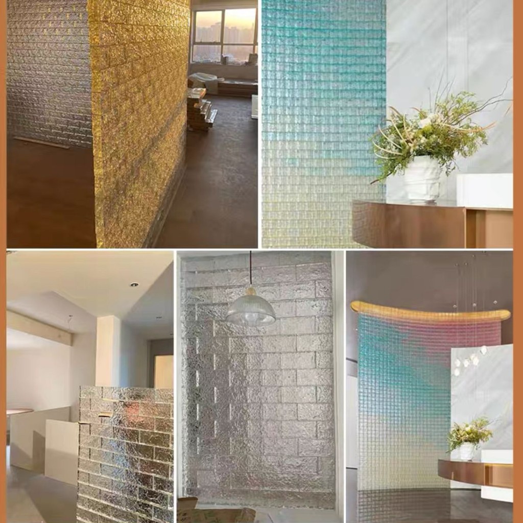 Glass brick ultra-white ice pattern transparent partition wall colored ...
