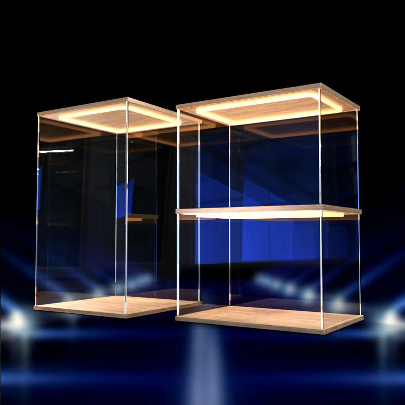 Hot selling ⚡⚡ Acrylic backlit display box, wooden dust cover handmade ...