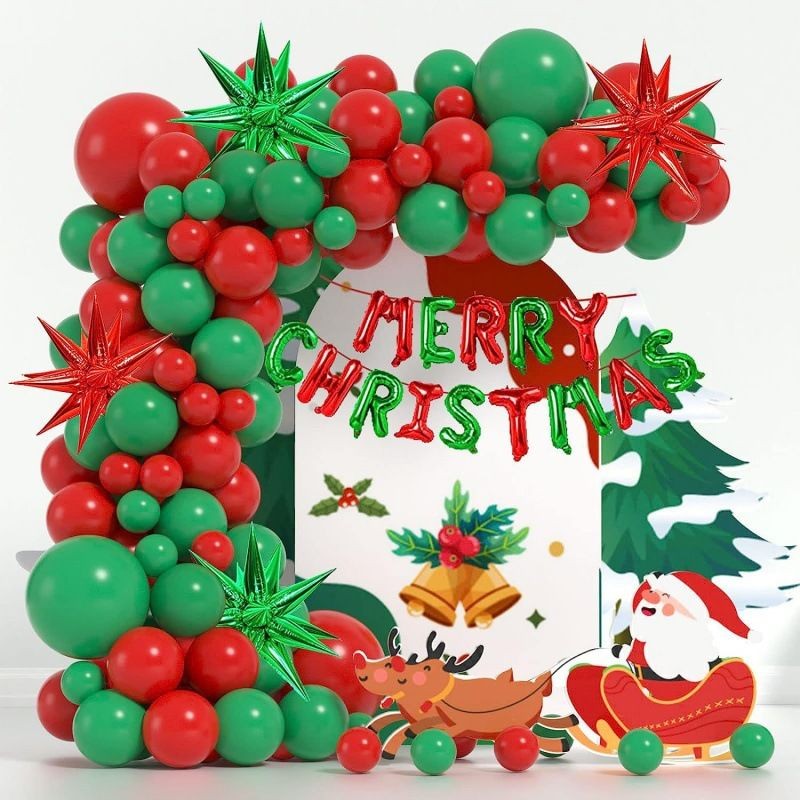 Christmas Balloon Decoration Set Red Green Balloon Christmas Party ...