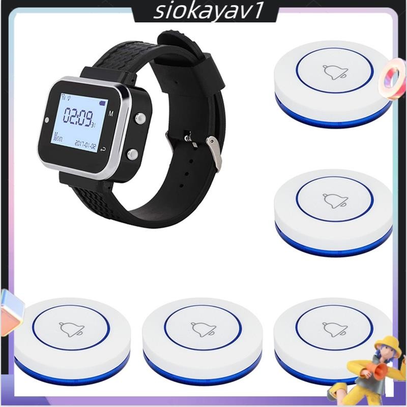 Wireless Calling System 5 Table Call Button Transmitters 1 Watch Pager ...