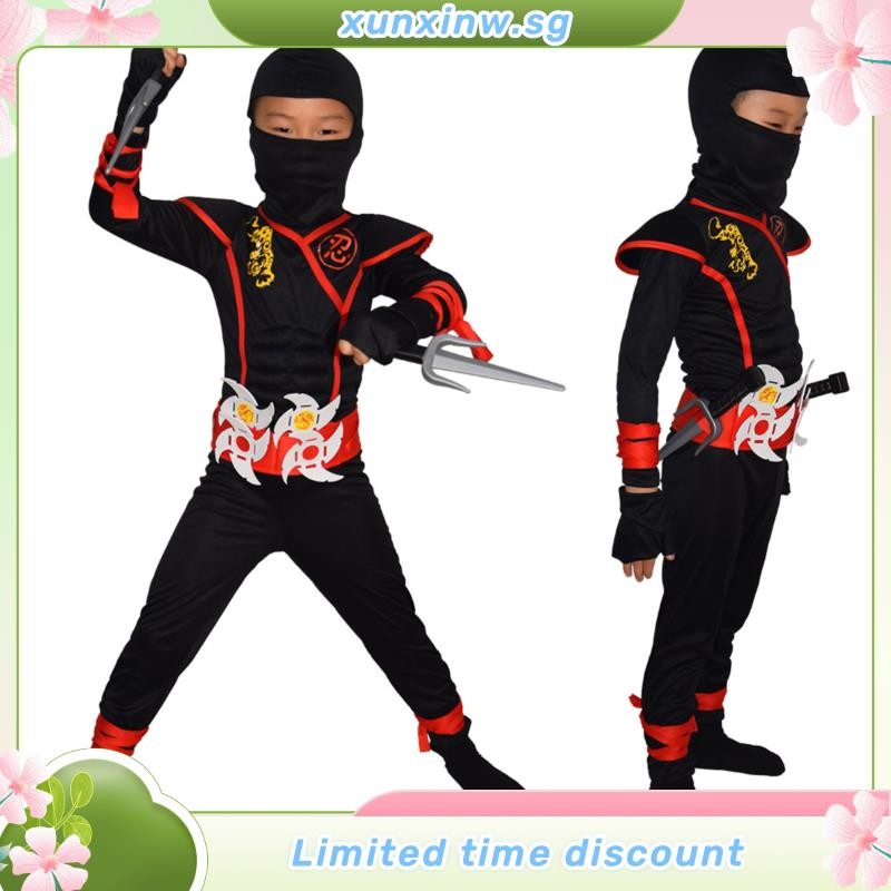Halloween Ninja Suit Cosplay Suit For Kids Carnival Party Black Shadow ...