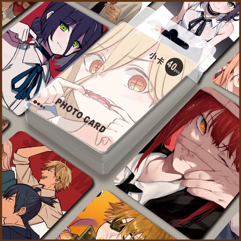 NS2 40PCS/Set Chainsaw Man laser card Denji Reze Power Hayakawa Aki Pochita Makima laser card ...