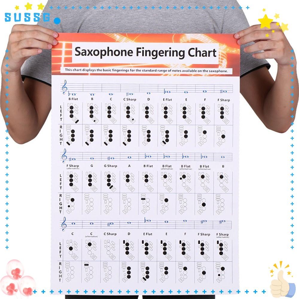 SUSSG Saxophone Fingering Chart, Saxophone Supplies Coated Paper ...