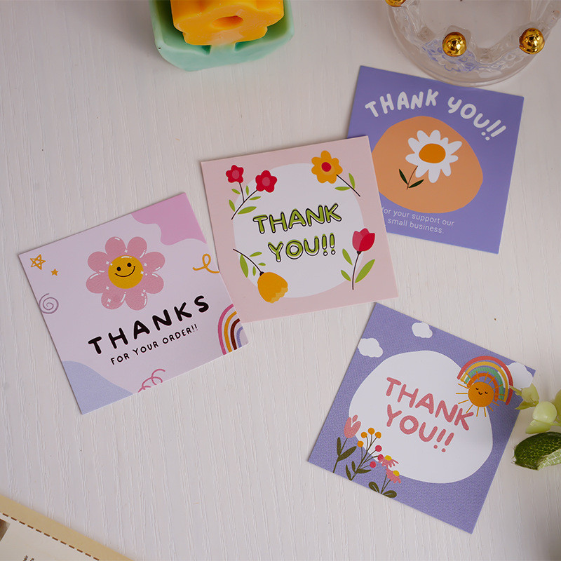 (5pcs) INS Mother's Day & Teacher's Day Thank You Card Square Flower ...