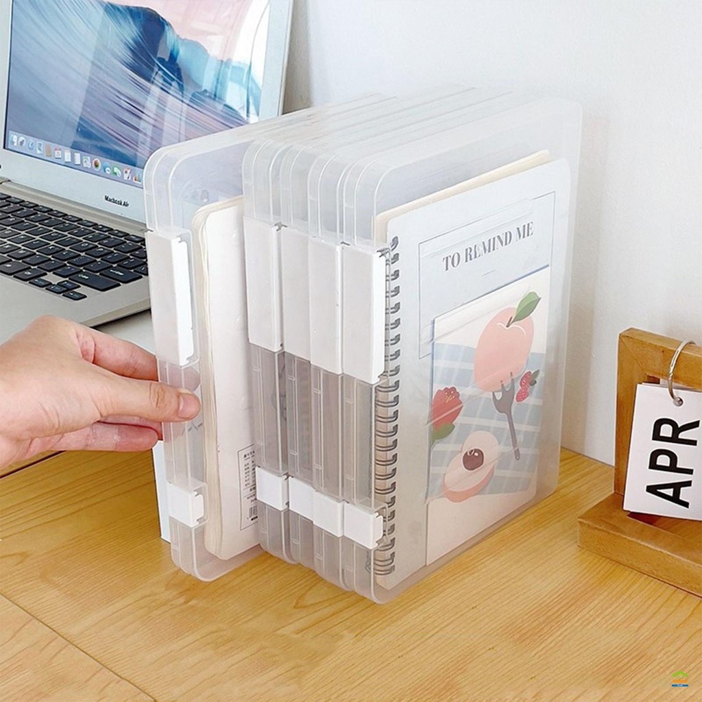 Clear A4 File Portable Project Case Plastic Paper Storage Container Box ...