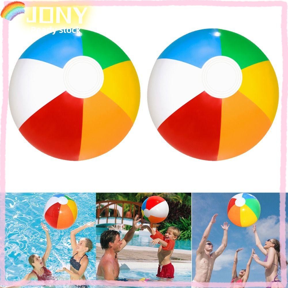 JONY1 Inflatable Beach Ball, PVC 40cm Rainbow Beach Ball, Swimming Pool ...