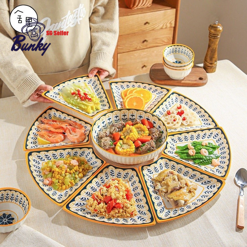 [in stock] Home Reunion Plate Tableware Combination Ceramic Plate Soup ...