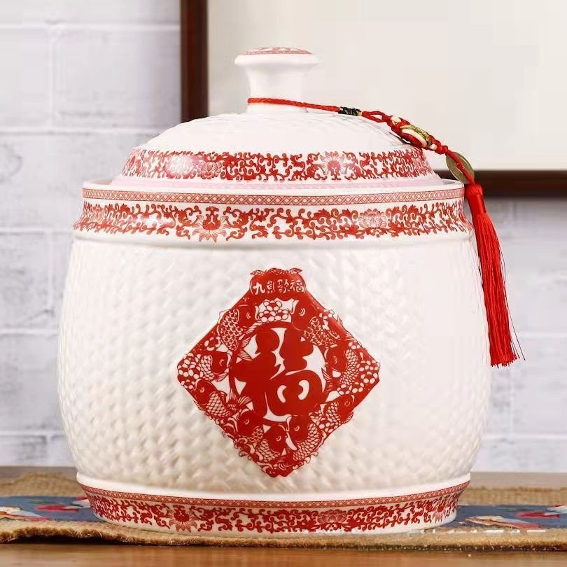 【SG local send】 rice container/ceramic rice container/ ceramic rice ...