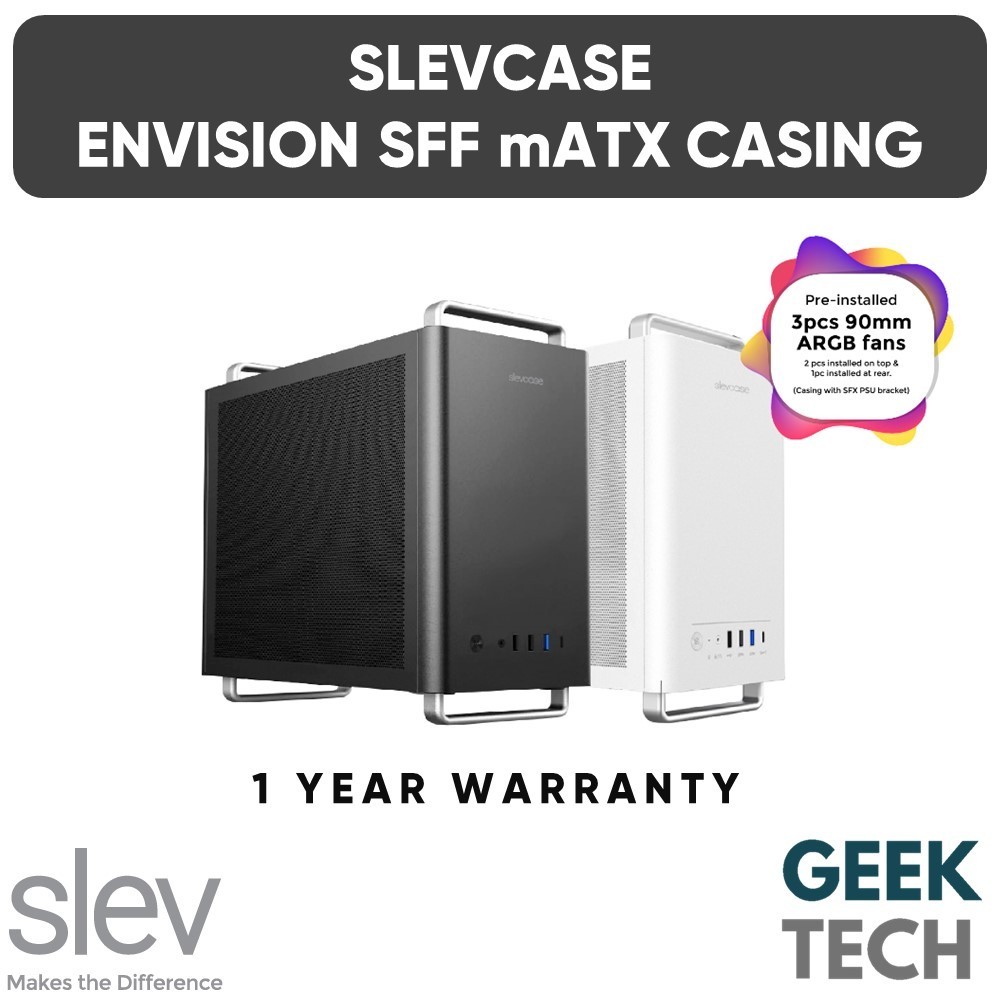 SLEVCASE Envision SFF mATX Rugged Full Metal PC Casing with 3x 90mm ...