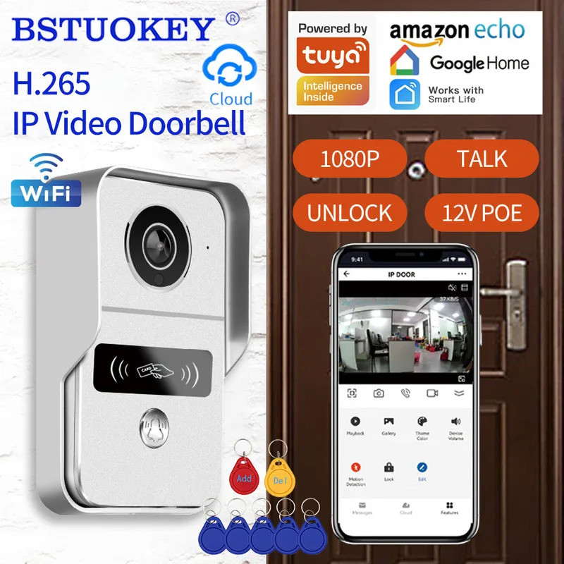 Tuya App 1080P H.265 Protocol Wifi Video Doorbell Intercom IP Camera ...