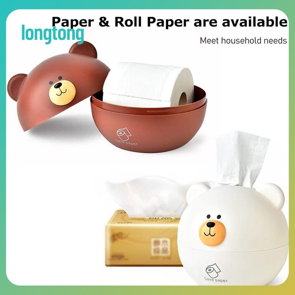 LT Cute Bear Tissue Box Roll Paper Storage Box Wc Round Container Rack ...
