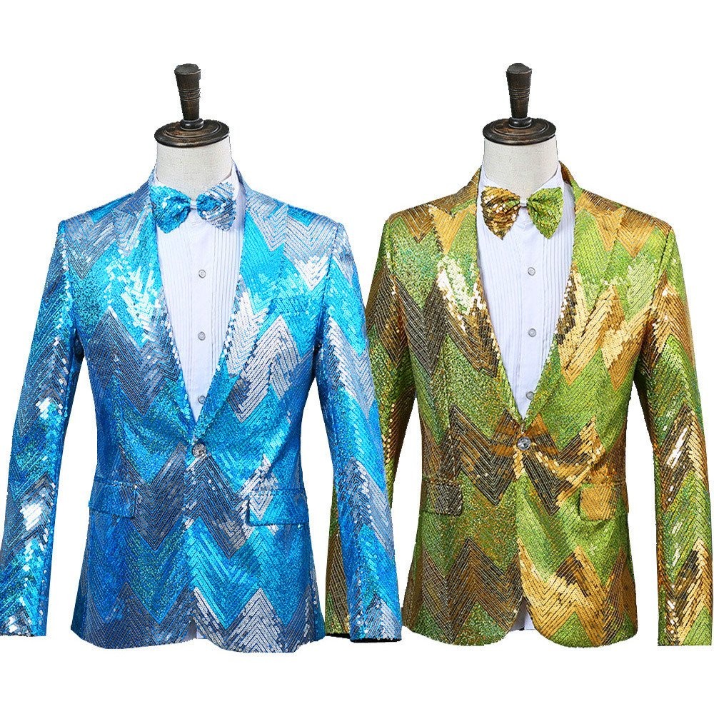 [Senior Suit]Men's Suit Jackets Gradient Sequin Performance Costume ...