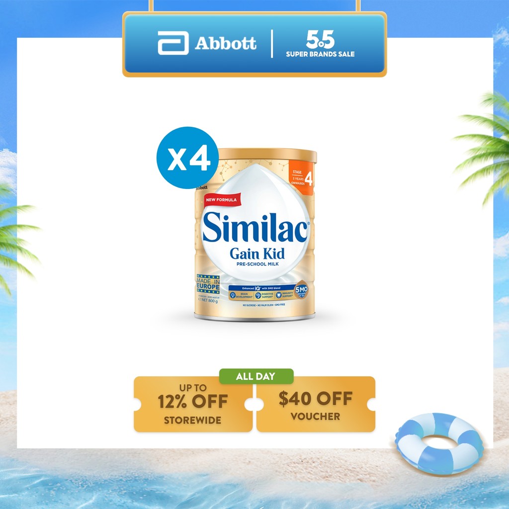 [Bundle of 4] Similac Gain 5MO Stage 4 Kid Pre-school Milk Powder ...