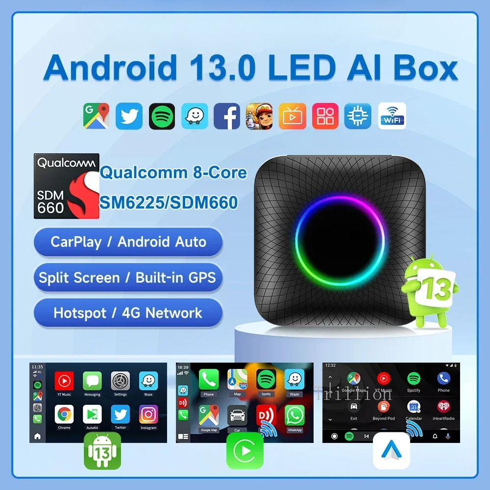 CarPlay Ai TV Box Android 13 SDM660 Wireless CarPlay Android Auto 4G ...
