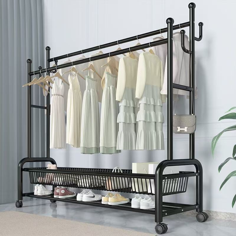 [in stock] Floor Clothes Rack Thickened Hanging Clothes Rack Bedroom ...