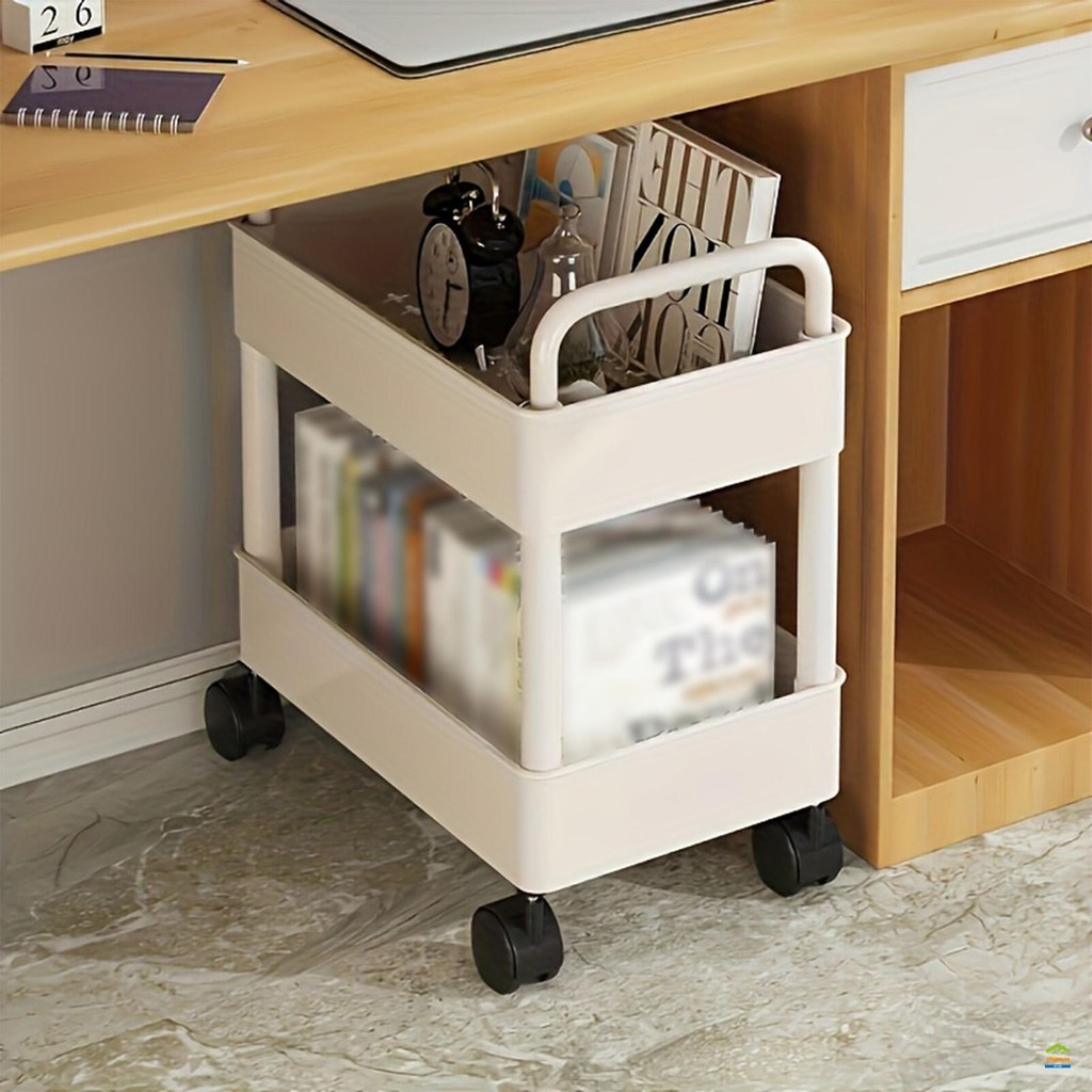 2-Tier Utility Rolling Cart Multi-Purpose Serving Cart Kitchen Storage ...