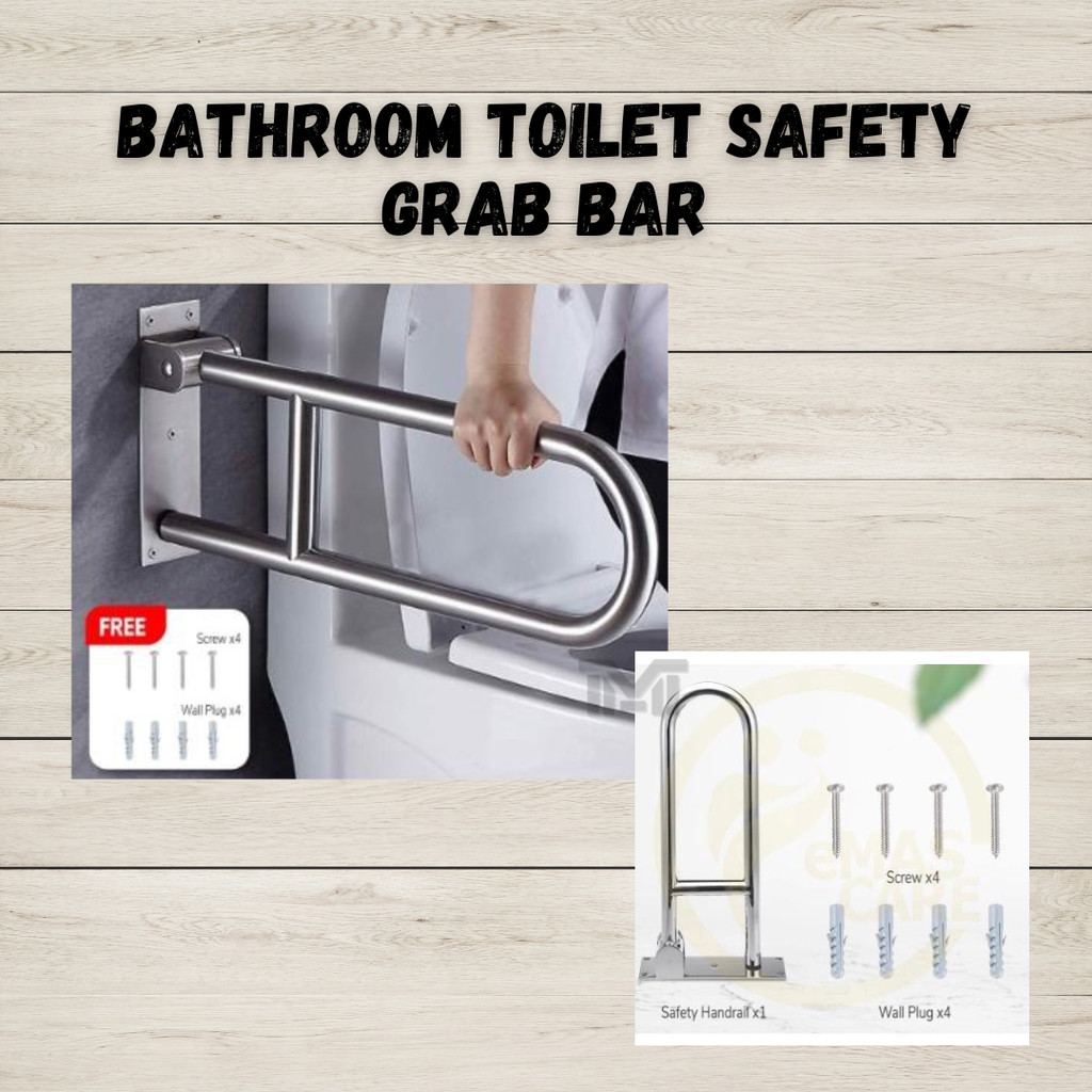 Stainless Steel Bathroom Toilet Safety Grab Bar Pemegang Besi Boleh ...