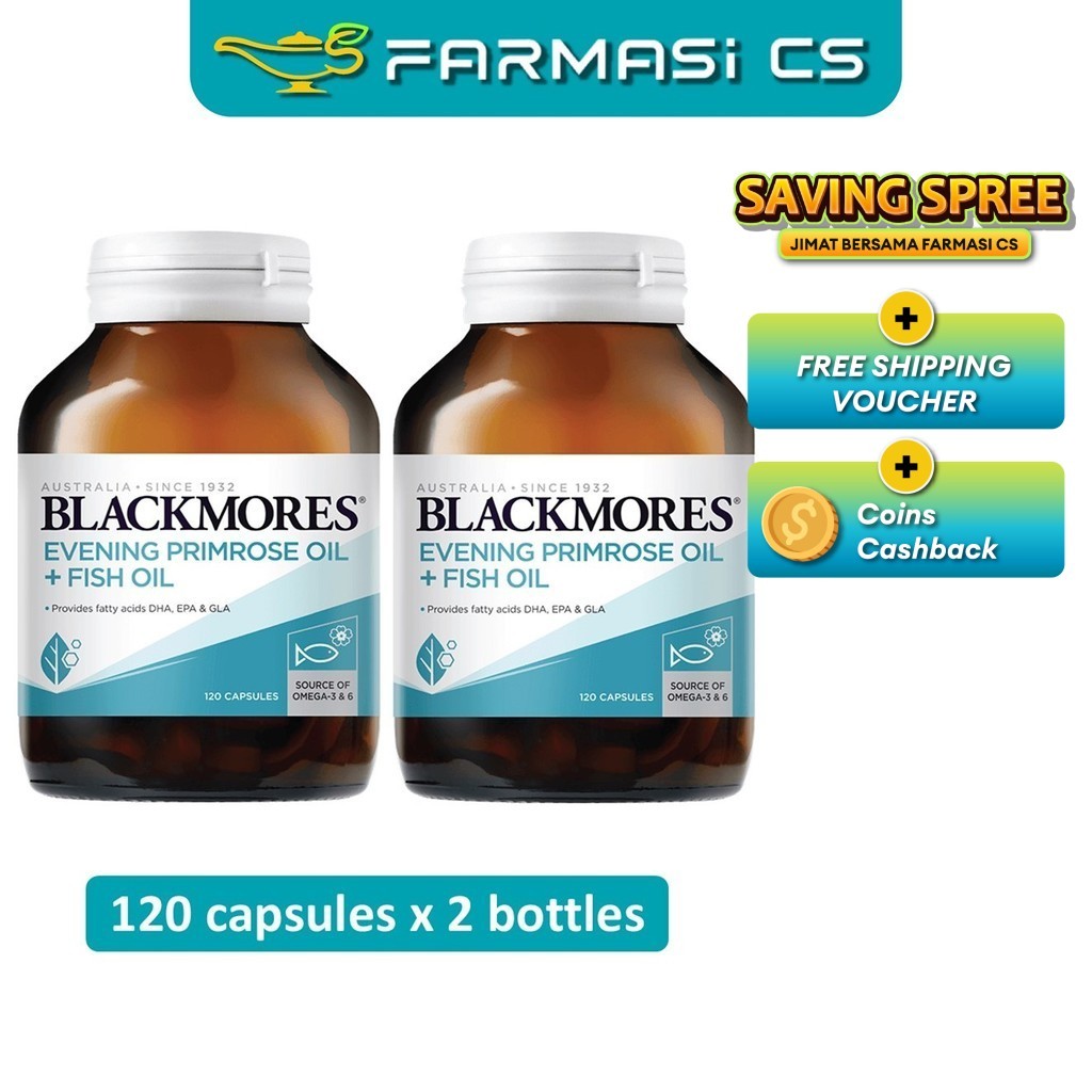 BLACKMORES EPO Evening Primrose Oil + Fish Oil 120 capsules x 2 bottles ...