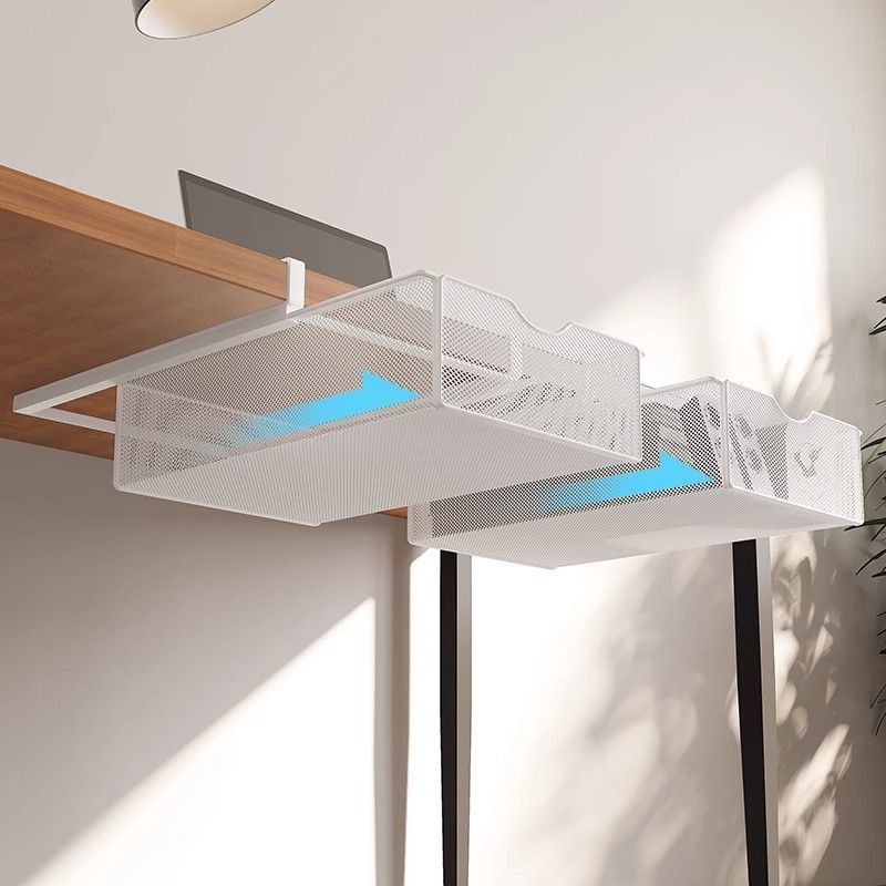 Office Under-Desk Drawer Storage Rack Desk Edge Organizer Workstation ...
