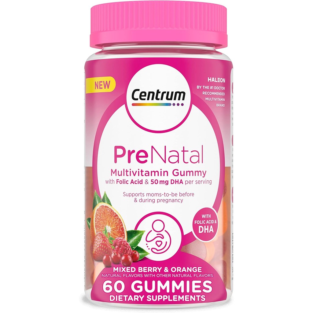 Centrum Prenatal Multivitamin Gummies with DHA and Folic Acid, Mixed ...