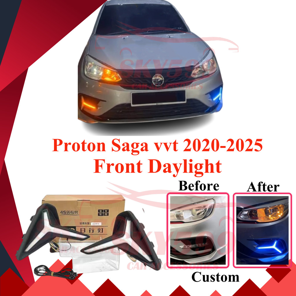 Proton Saga VVT 2020-2025 Custom LED Daylight Foglamp Cover Front ...