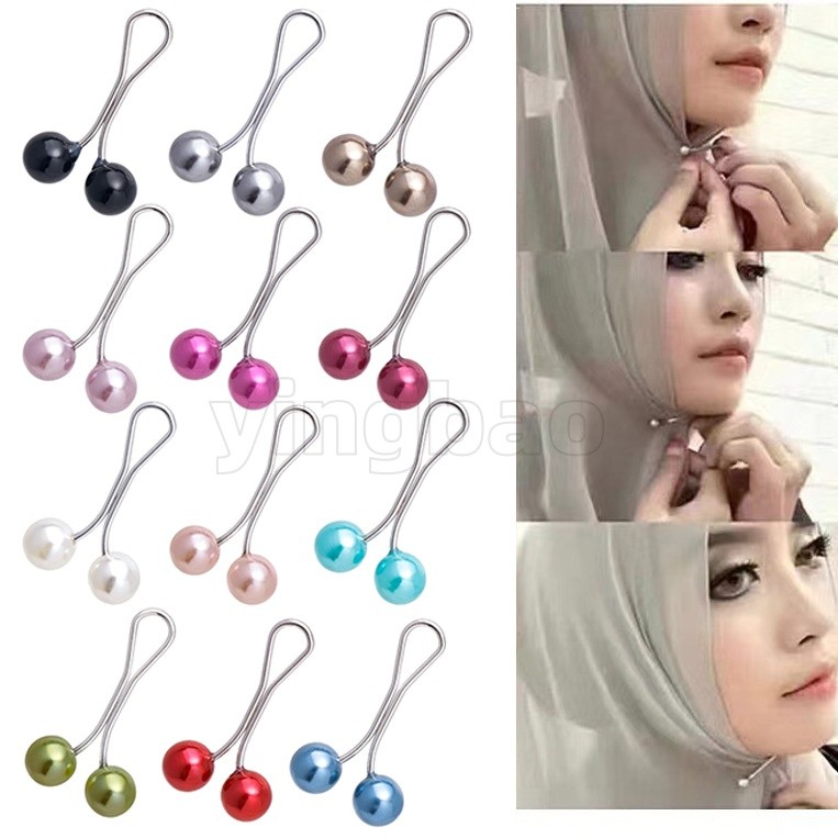 12pcs Women Hijab Pins Clips Set Cute Scarf Clip Hijab Pins Pearl ...