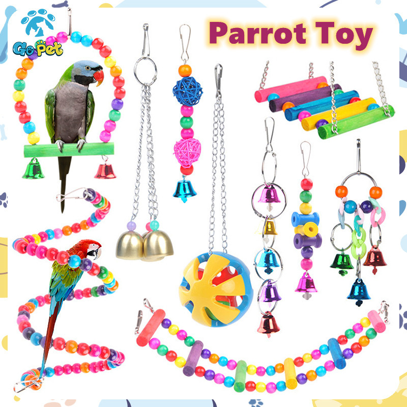15 pieces set Bird Toy Sugar Glider Accessories Parrot Bite Swing Birds ...