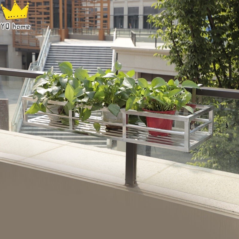 【Overseas Stock】【In stock】Stainless Steel Balcony Plant Rack Flower Pot ...