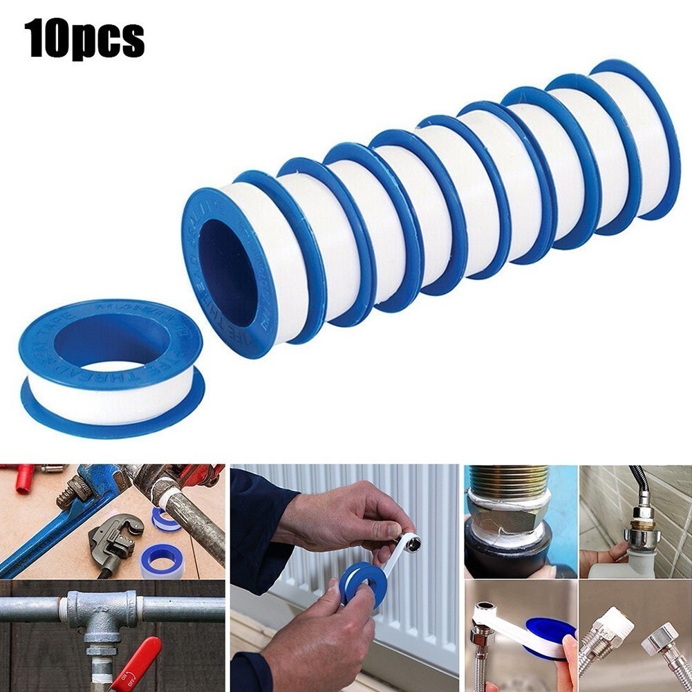 10Pcs PTFE White Threaded Sealing Tape Adhesive Plumbers Water Tight ...