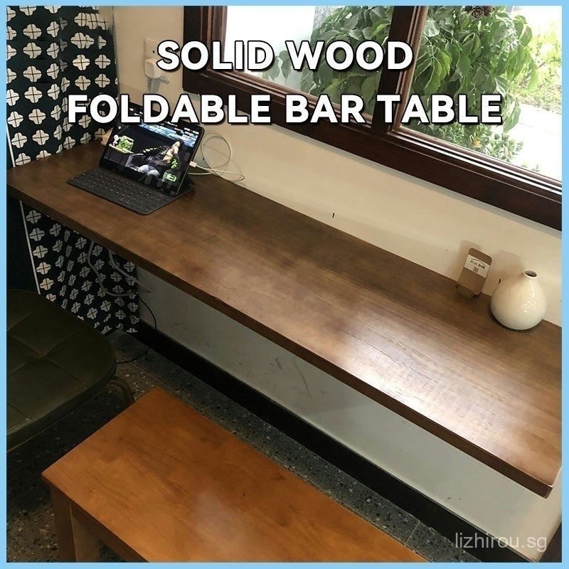 Wall Mounted Table Solid Wood Foldable Study Table Balcony Bar Table ...