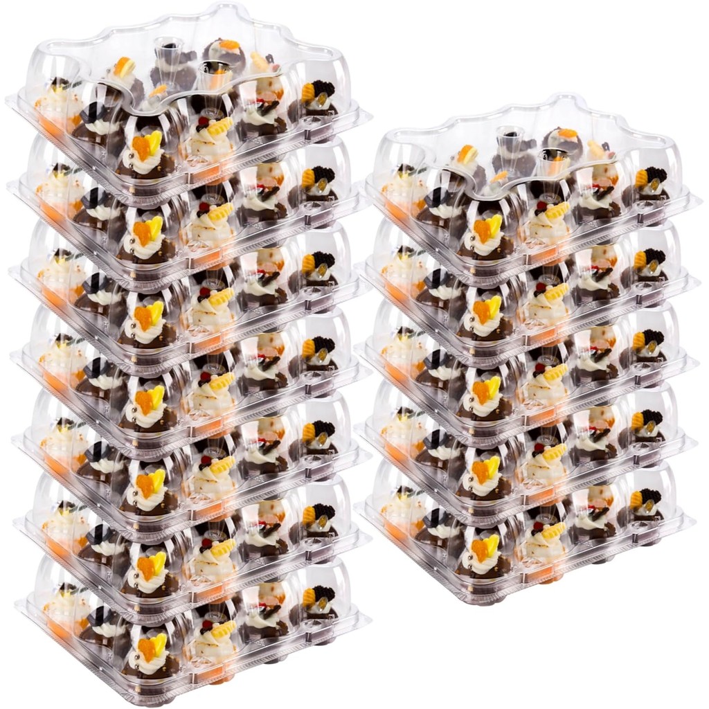 12 Count Mini Cupcake Containers 20 Pack Cupcake Holder with Detachable ...