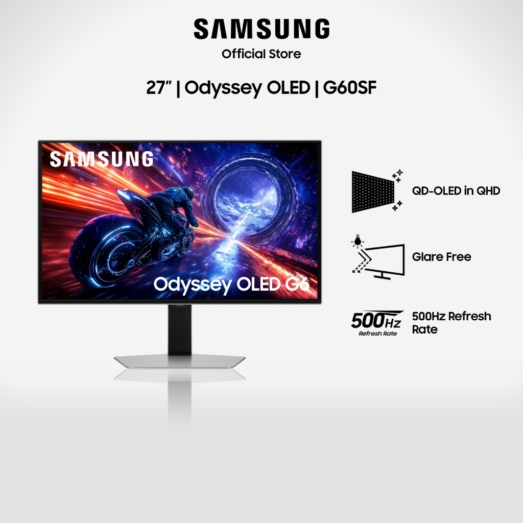 Samsung 27" Odyssey OLED G6 G60SF QHD 500hz Gaming Monitor ...