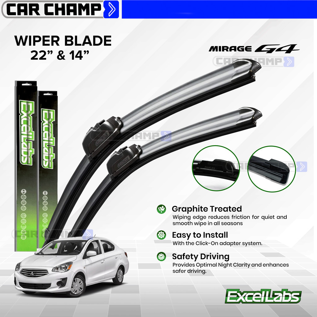 Mitsubishi Mirage G4 2012 to 2025 EXCELLABS Banana Wiper Blade Front ...