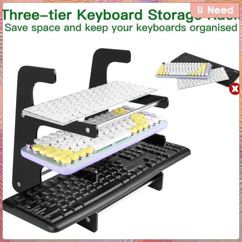 [Wishshopeeyas] Keyboard Display Rack Keyboard Organizer 3 Tiers ...