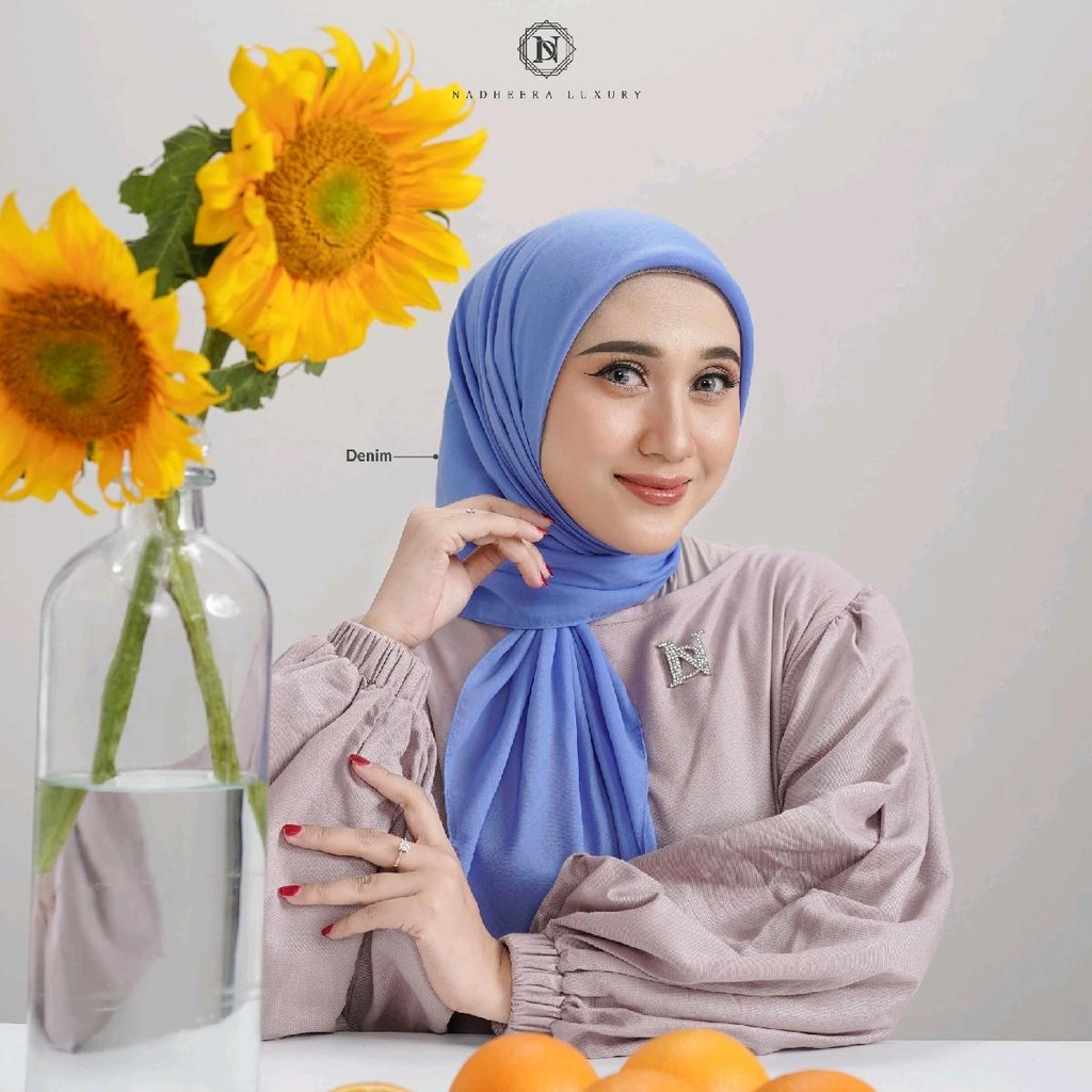 Nadhera Luxury N10 Plain Rectangular Square Hijab for Indonesian Muslim ...