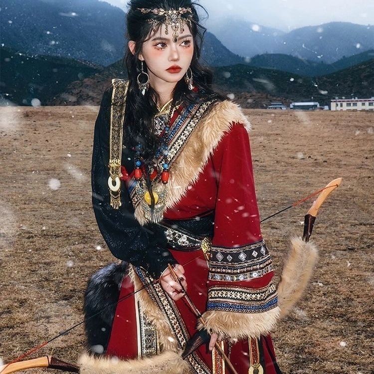 Pdd// Tibetan Clothing Tibetan Robe Suit Ethnic Photo Tibetan Travel ...