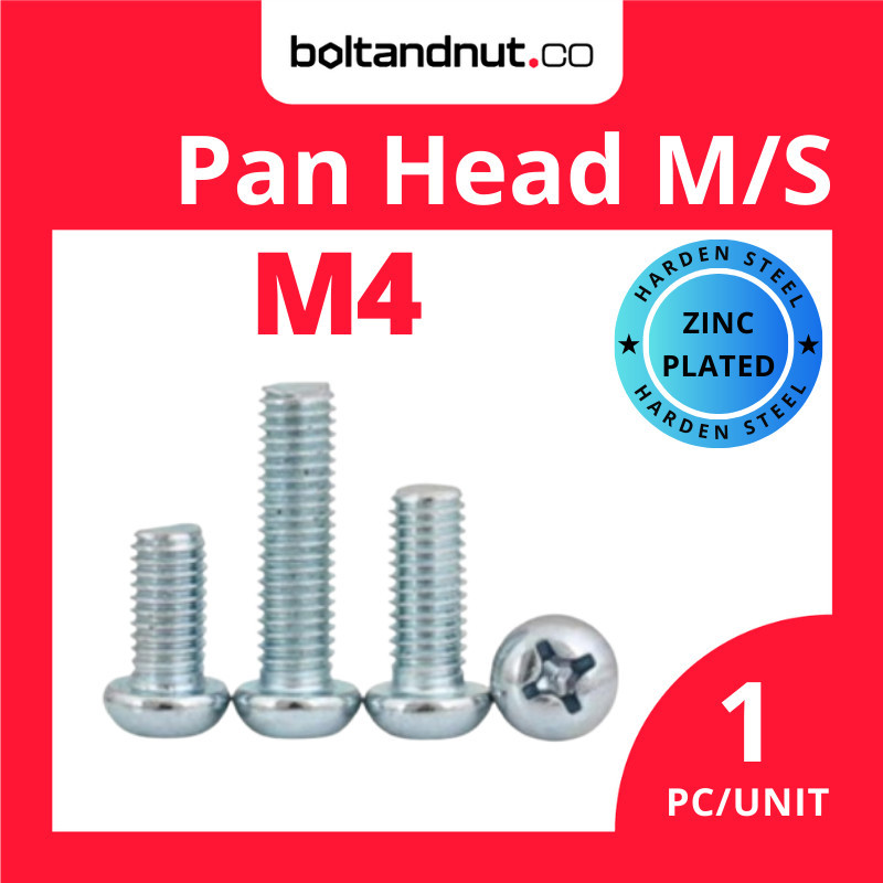 M4 Phillips Pan Head Screw JIS | Zinc Plating | Round Head Screw ...