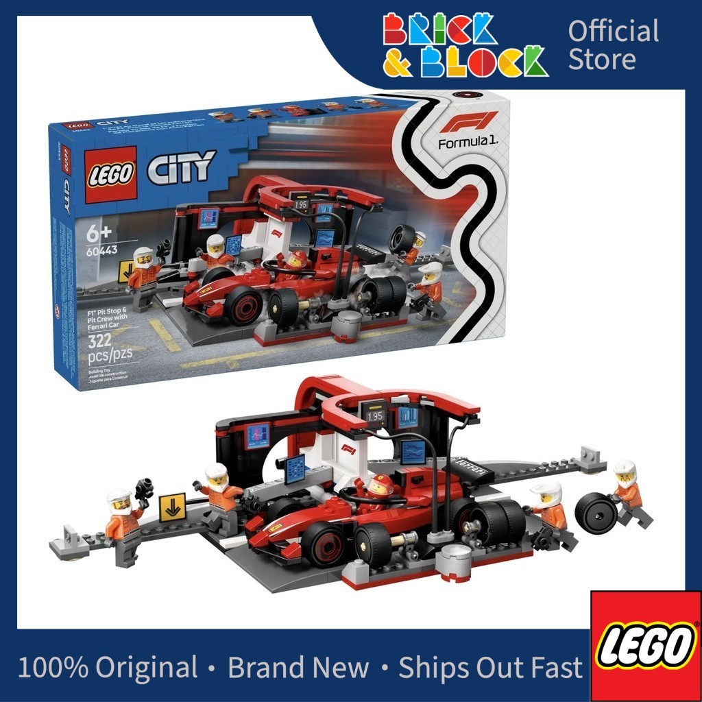 LEGO 60443 F1 Pit Stop & Pit Crew with Ferrari Car | LEGO City | Shopee ...