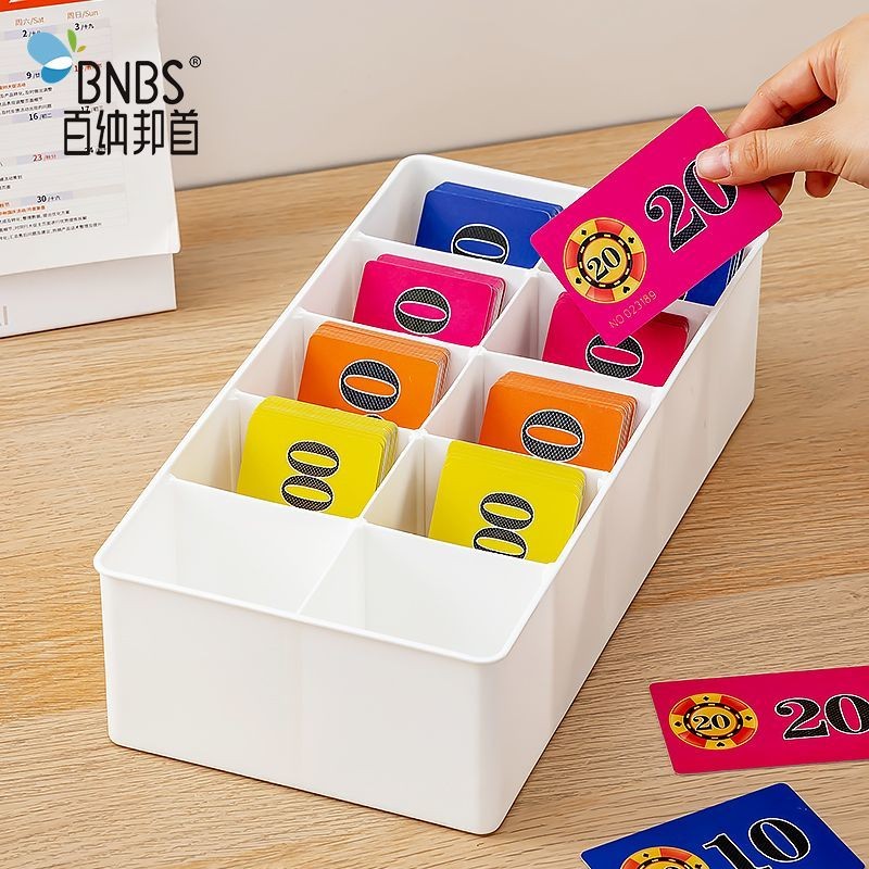 Desktop Card Storage Box Divider Organizer Multi-Compartment Plastic ...
