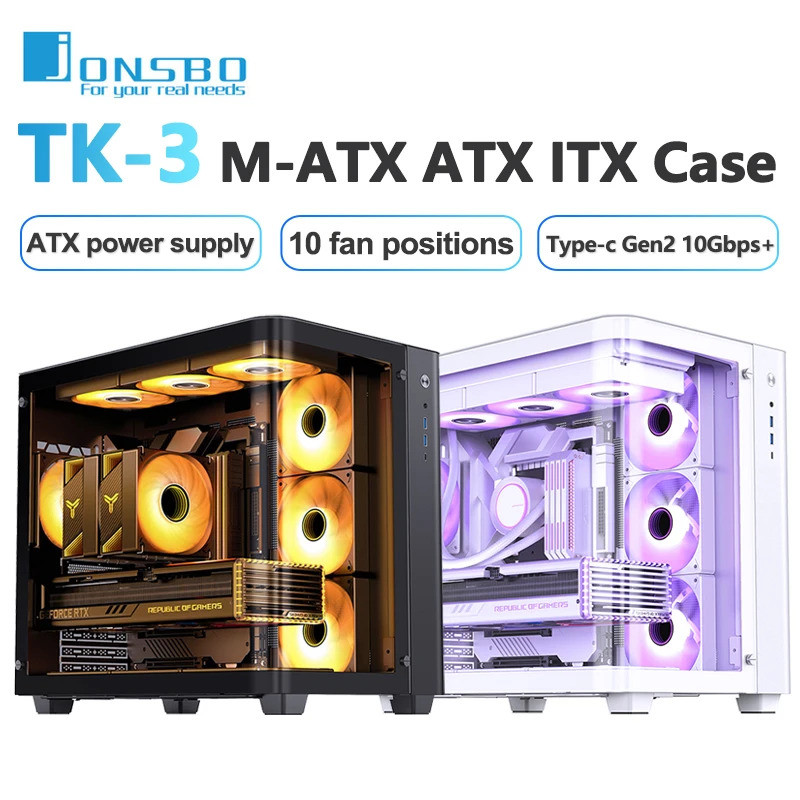 Jonsbo TK-3 M-ATX/ATX/ITX Desktop Case Support Dual 360 Radiators ATX ...