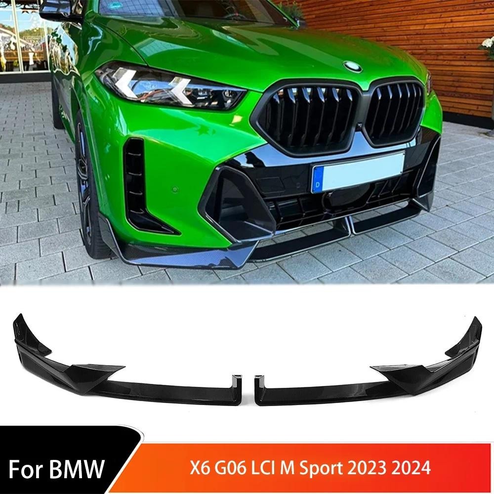 Front Bumper Lip Splitters Spoiler for BMW X6 G06 LCI M Sport 2023 2024 ...