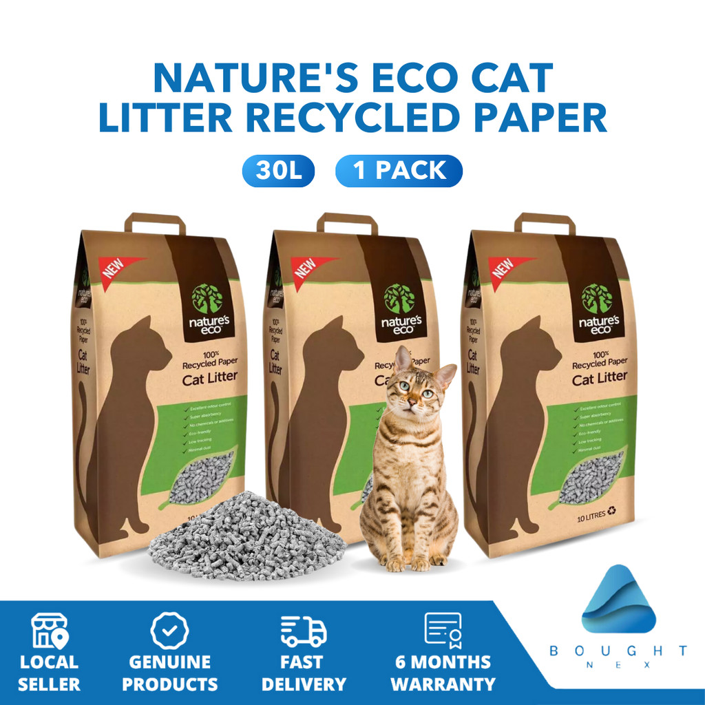 Nature's Eco Cat Litter Recycled Paper 30L - Eco-Friendly, Dust-Free ...