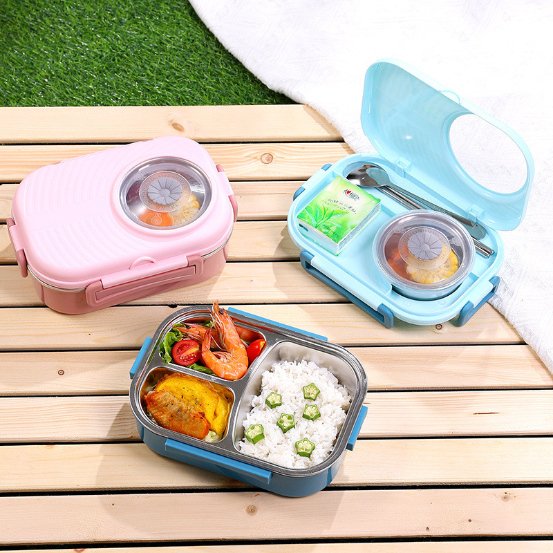 1100ML Stainless Steel 304 Lunch Box With Soup Bowl Leak-Proof Bento ...