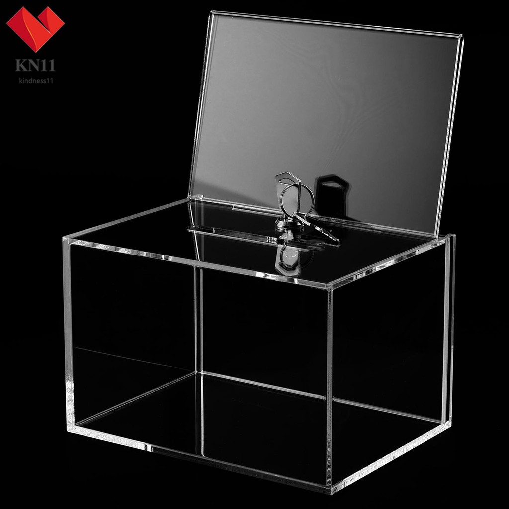 Acrylic Donation Box with Lock Clear Ballot Box with Sign Holder ...