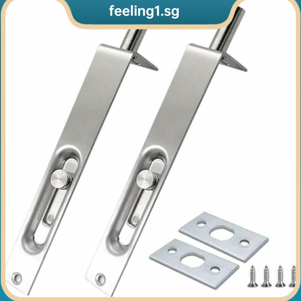 feeling1.sg ️2 Pack 4 Inch Door Flush Bolt Stainless Steel Security Door Guard Concealed ...