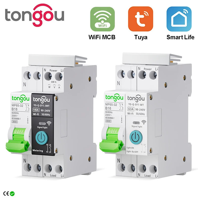 TUYA MCB WIFI Smart Circuit Breaker With Metering 1P 32A DIN Rail for Smart Home wireless Remote ...