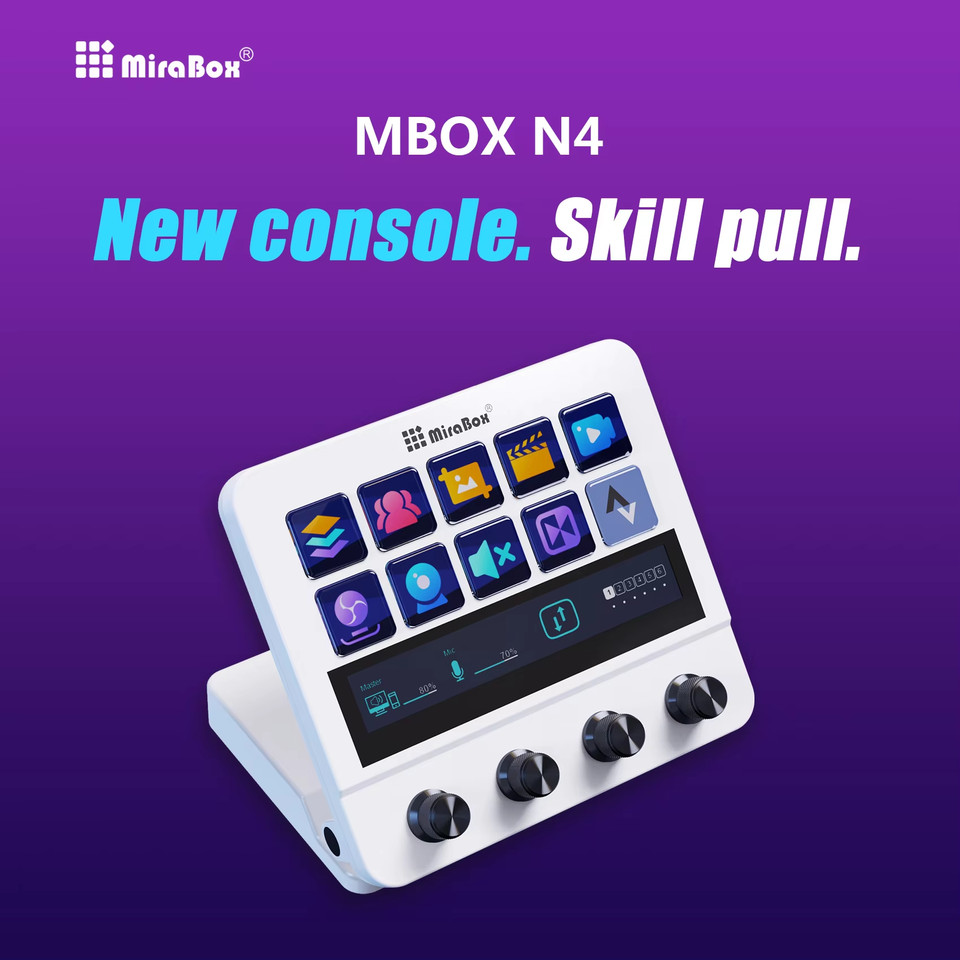 MBox N4 Stream Deck With Knob Mirabox StreamDeck LCD Button Live Content Creation Controller ...